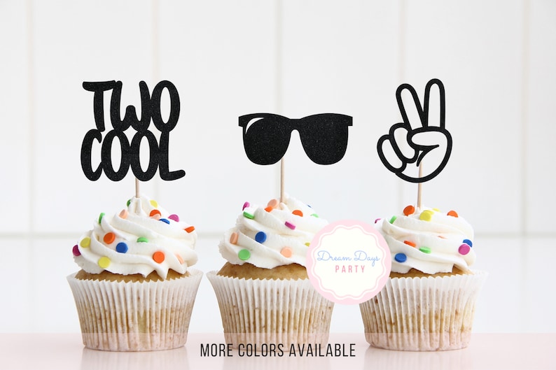 Two Cool Birthday Party Decorations Two Cool Cupcake Topper - Etsy