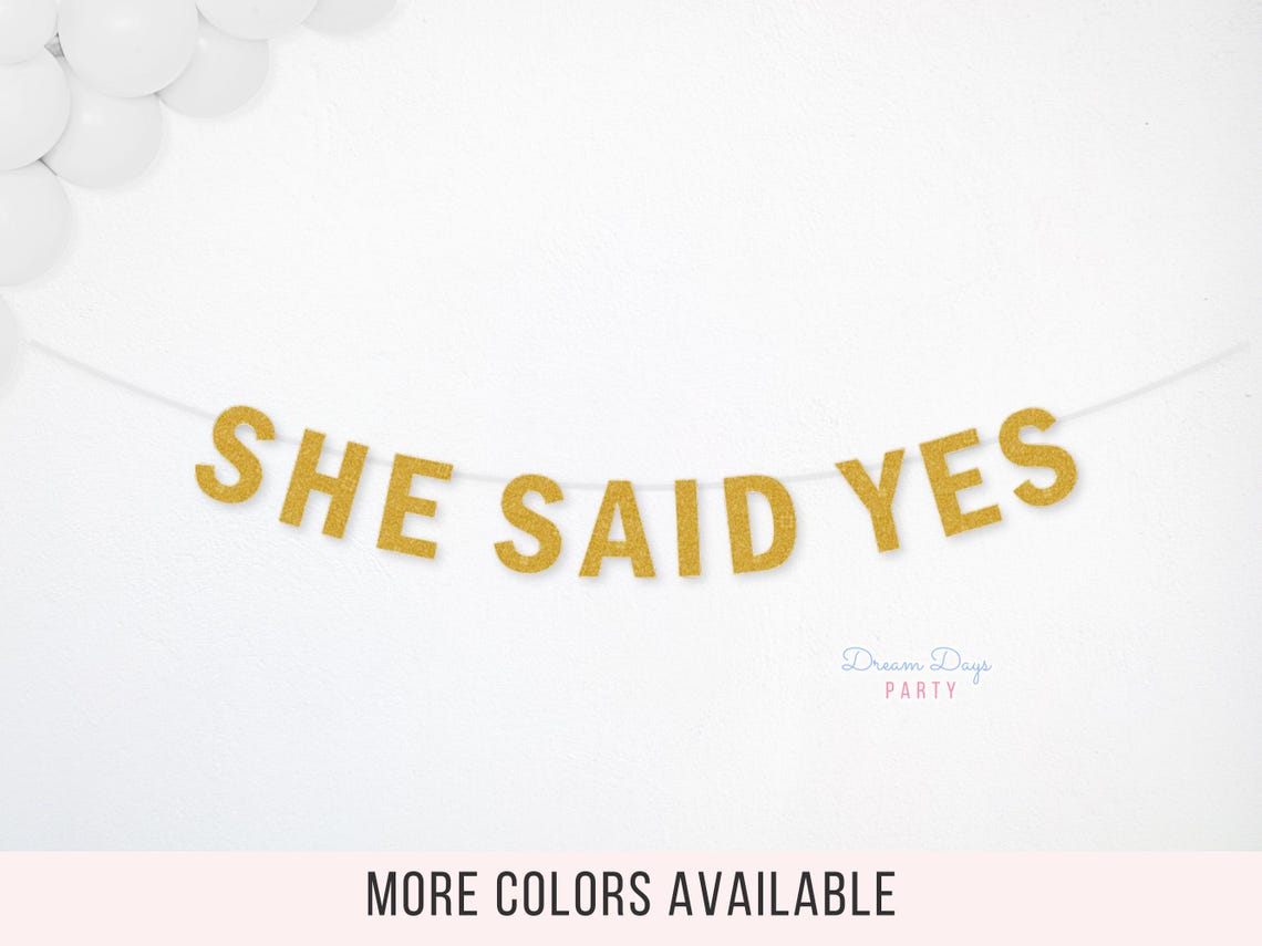She Said Yes Banner, Bridal Engagement Party Decorations Sign ...
