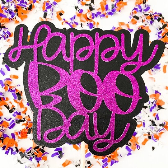 Happy Boo Day Cake Topper Halloween Topper Little Boo Here - Etsy