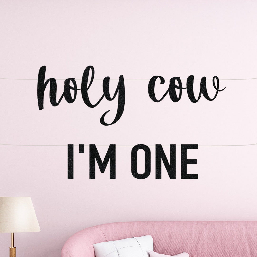 Holy Cow I'm One Banner, Cow First Birthday, Cow Theme Birthday Party ...