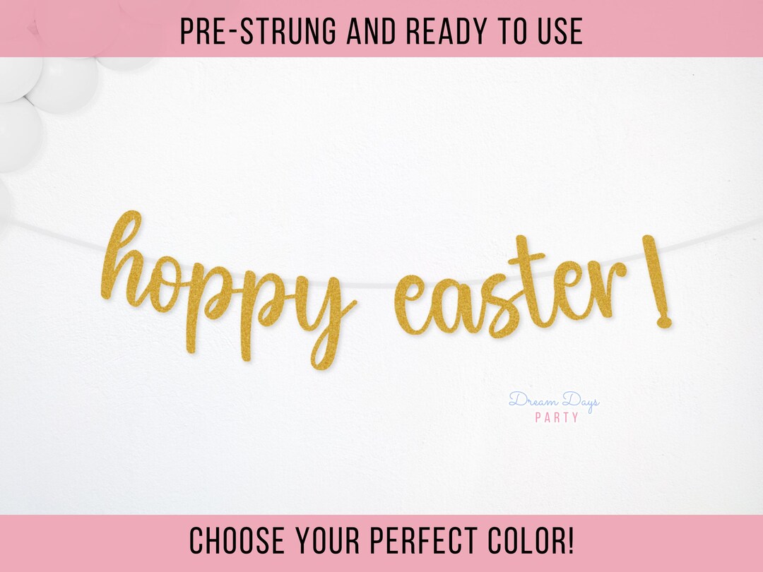 Hoppy Easter Banner – Bunny Easter Party Decor, Pastel Spring ...
