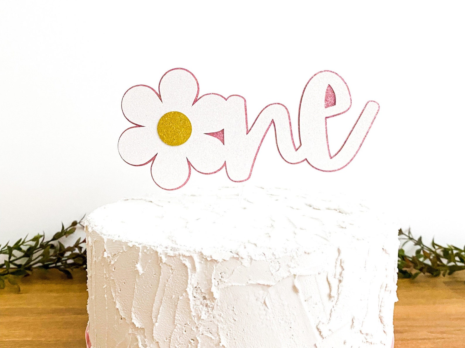 Daisy One Cake Topper: 1st Birthday Party Decorations, Spring Theme ...