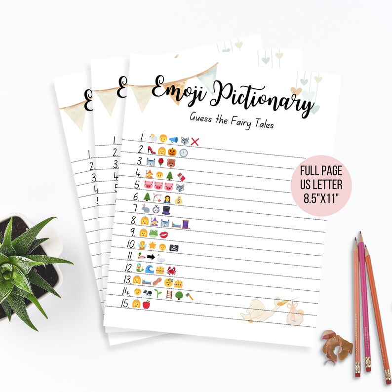 Printable Baby Books Emoji Pictionary Game: Baby Shower Activity, Guess ...