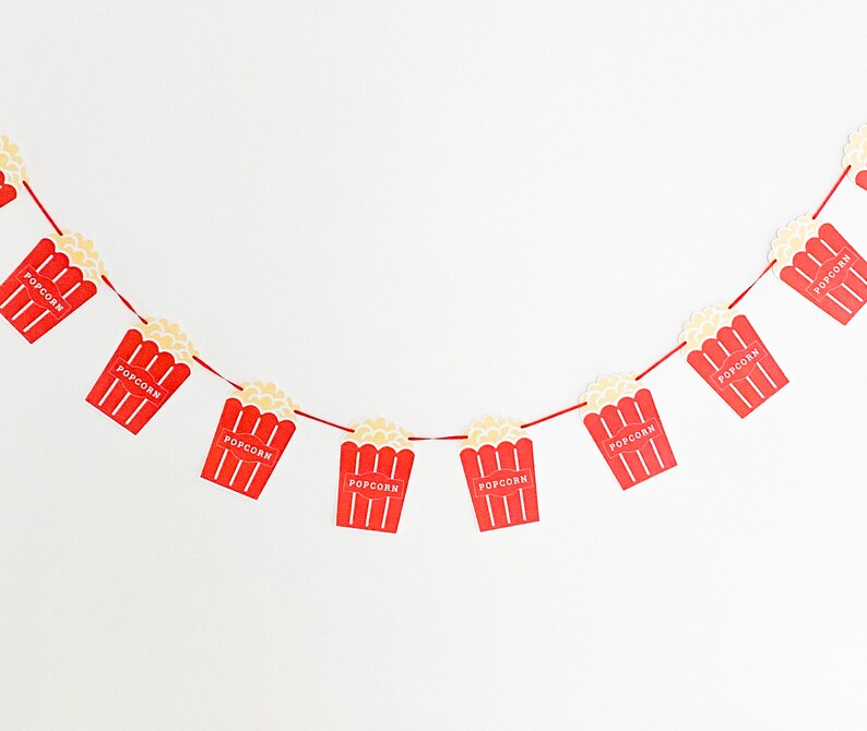 Movie Birthday Banner Popcorn Banner Movie Night Decoration - Etsy