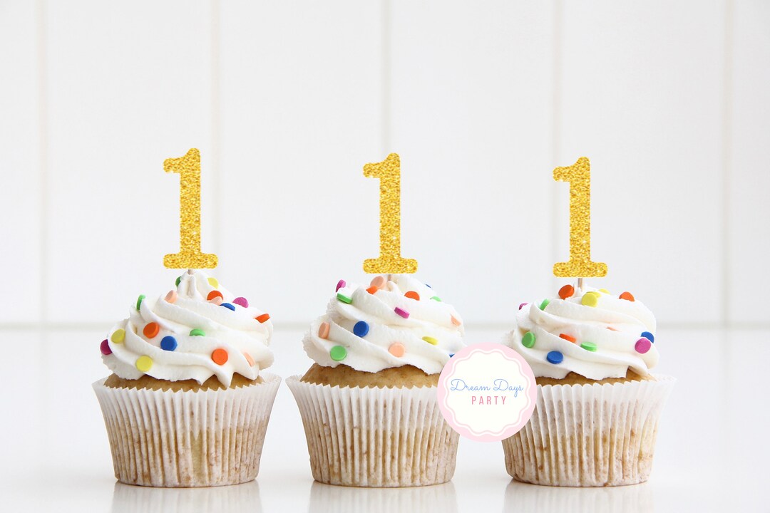 Number One Cupcake Topper, 1 Year Anniversary, 1 Year Old Birthday ...