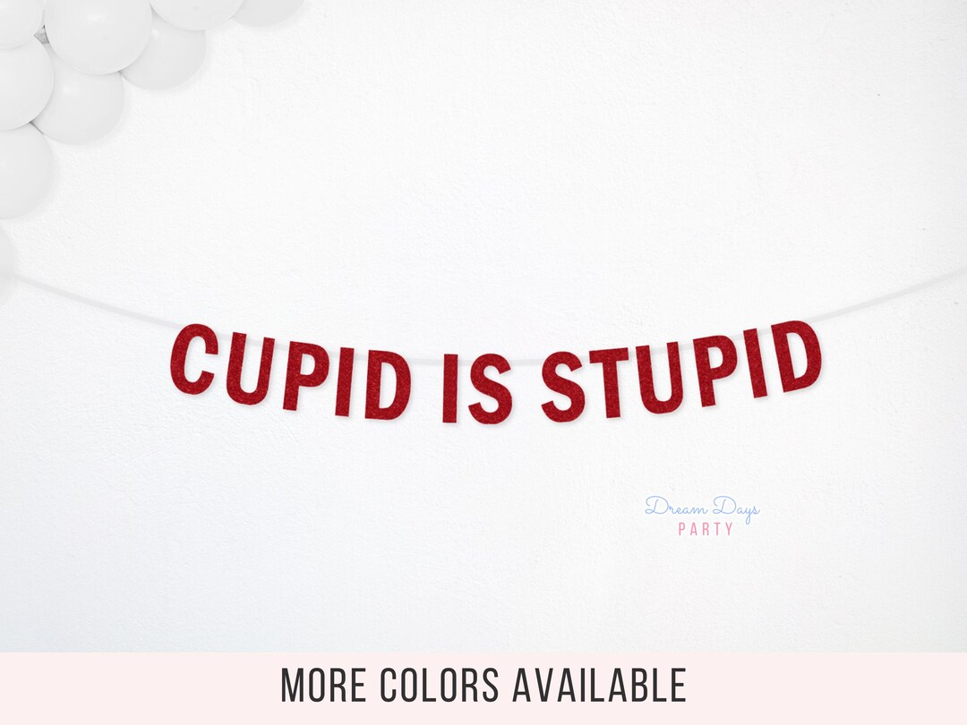 Cupid is Stupid Banner - Funny Galentines Day Decor, Happy Valentines ...
