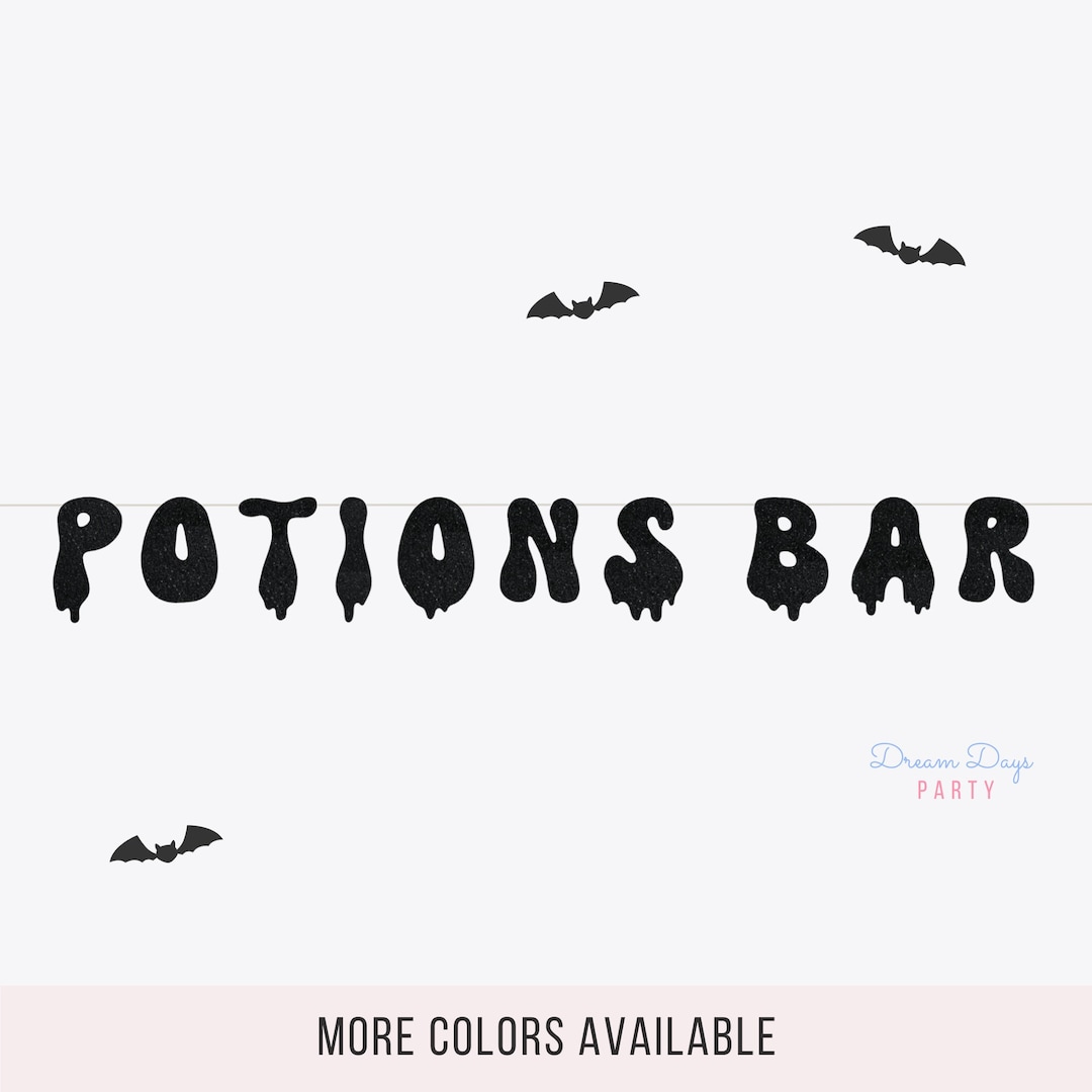 Potions Bar Halloween Bar Sign, Halloween Open Bar Banner, Drink Table ...