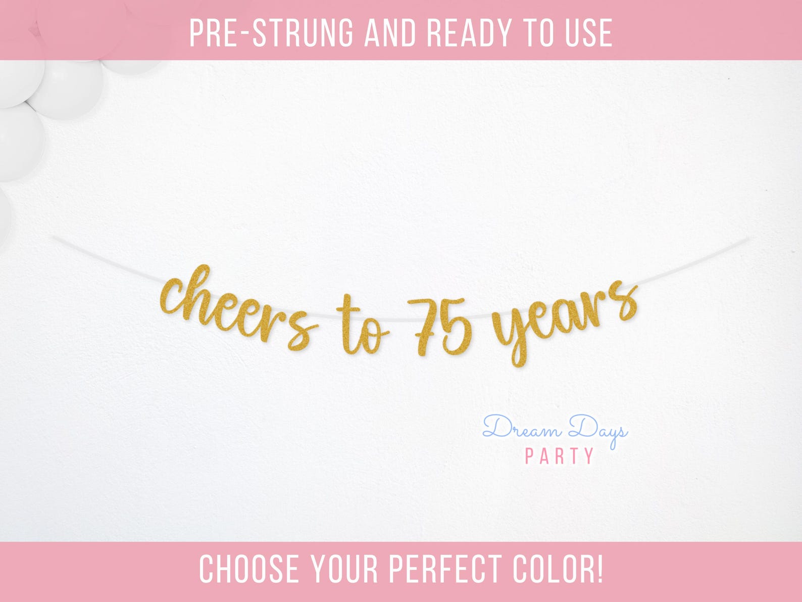 Cheers to 75 Years Banner: 75th Birthday Party Decor Sign - Etsy