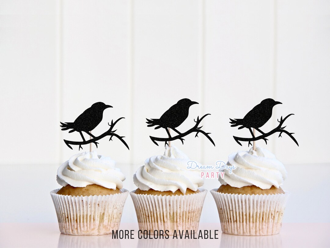 Spooktacular Crow Cupcake Topper Halloween Party Decor Handmade ...