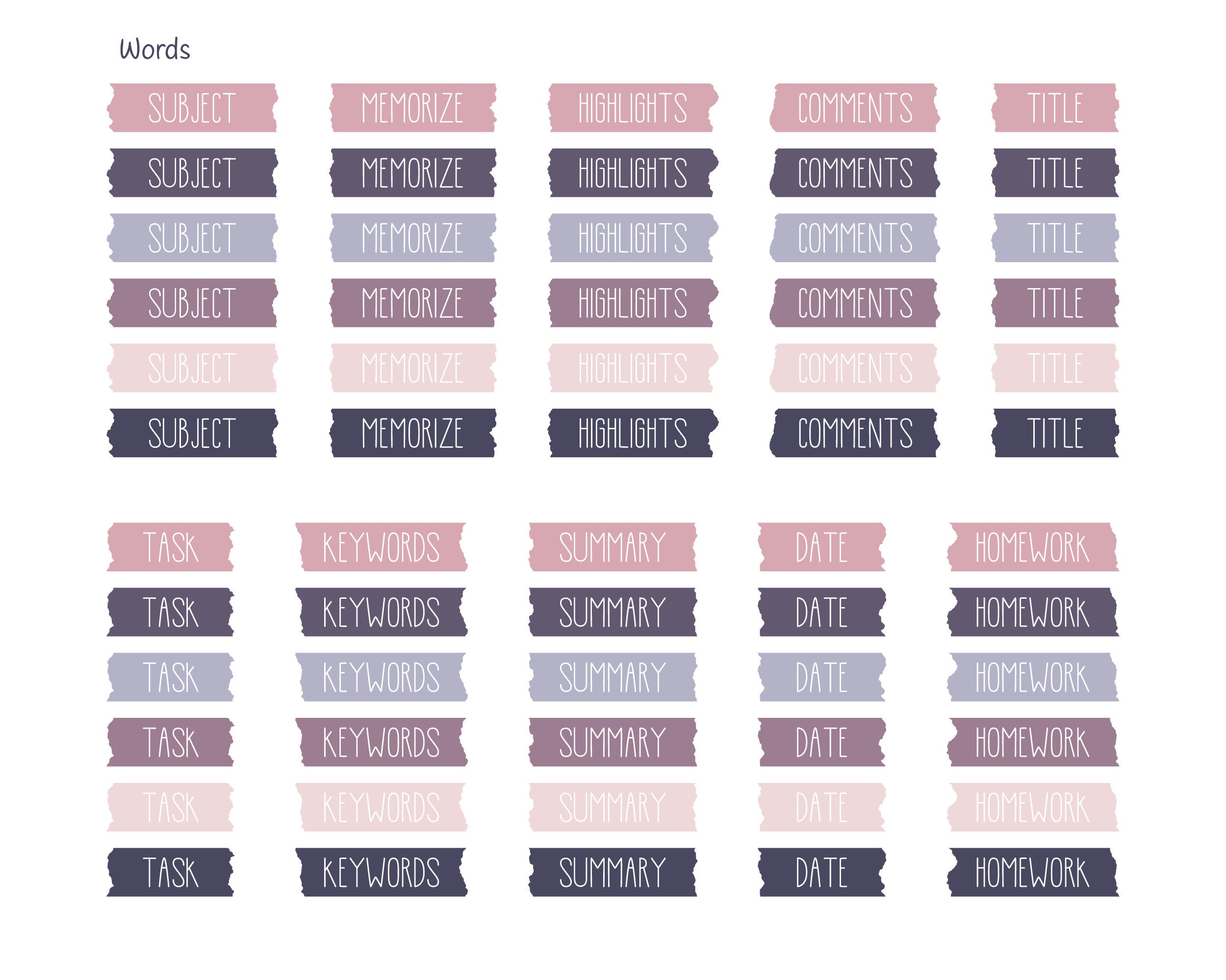 Digital Note Stickers Goodnotes, Canva, Notability and More Pink and ...