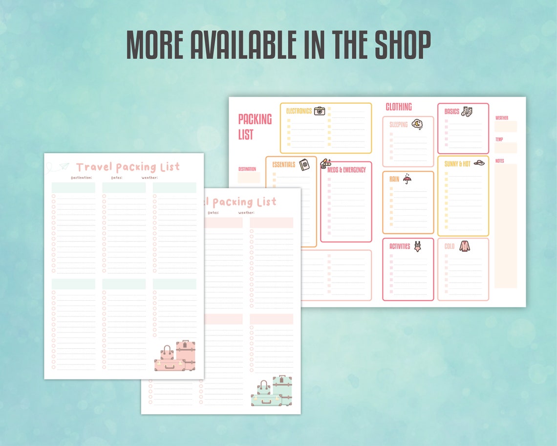 Fillable Travel Packing List Template: Your Companion for Organized ...
