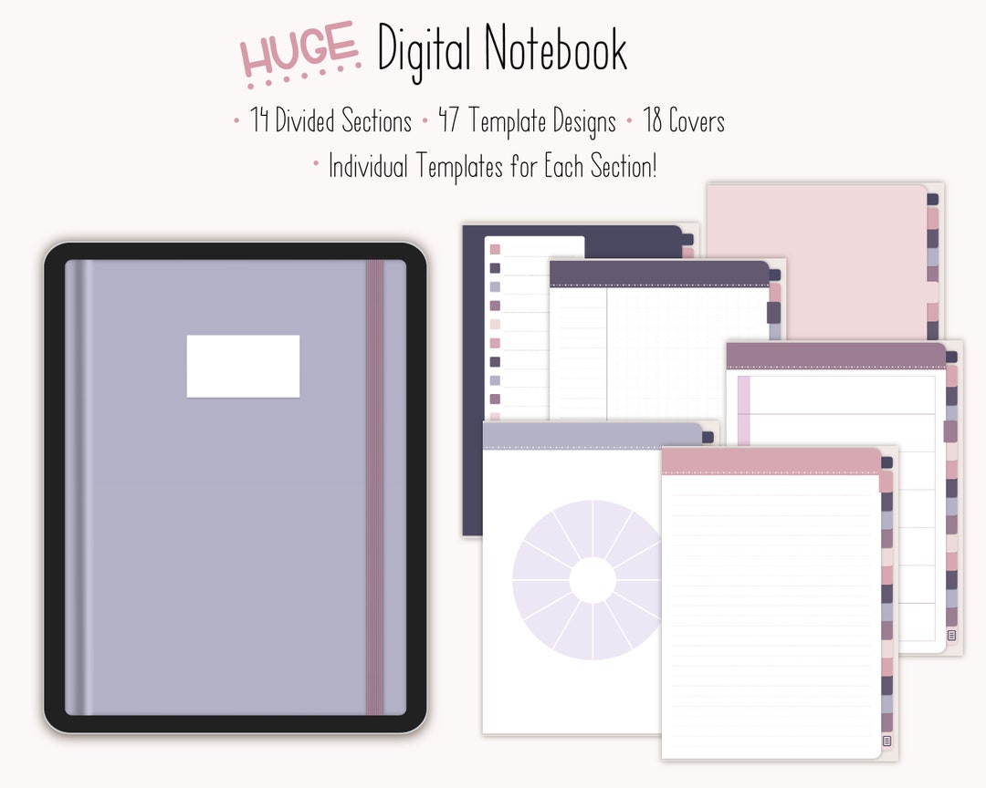 14 Tab Digital Notebook - Individual Templates for Each Section - 47 ...
