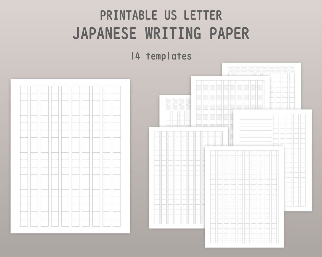 LETTER Genkouyoushi Printable - Japanese Writing Paper Template - Kanji ...