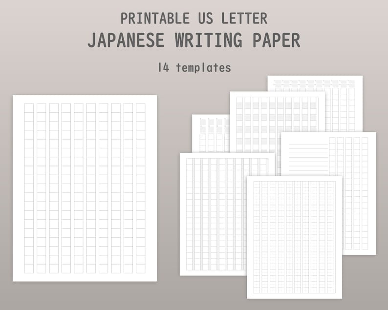 LETTER Genkouyoushi Printable - Japanese Writing Paper Template - Kanji ...
