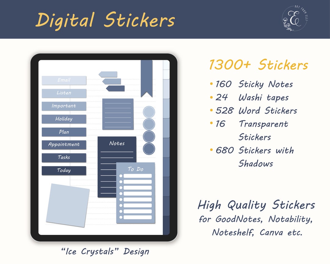 Digital Stickers for Notes and Planners - Sticky Notes and Daily Words ...