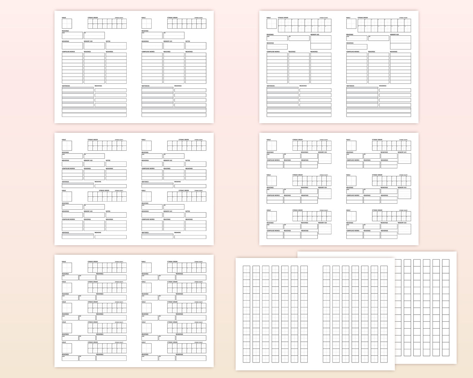 Kanji Worksheets and Writing Paper - Templates for Japanese Study ...