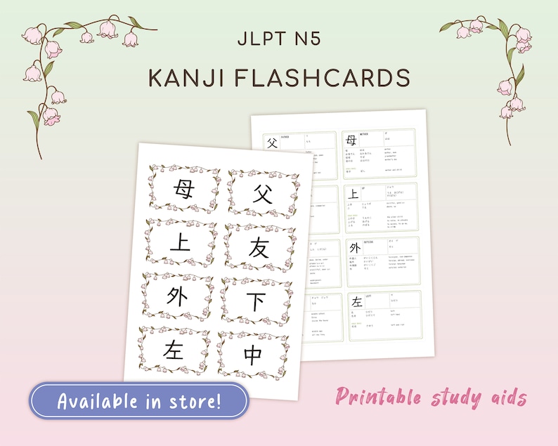 Hiragana Flashcards | Floral Japanese Study Cards for Beginners ...