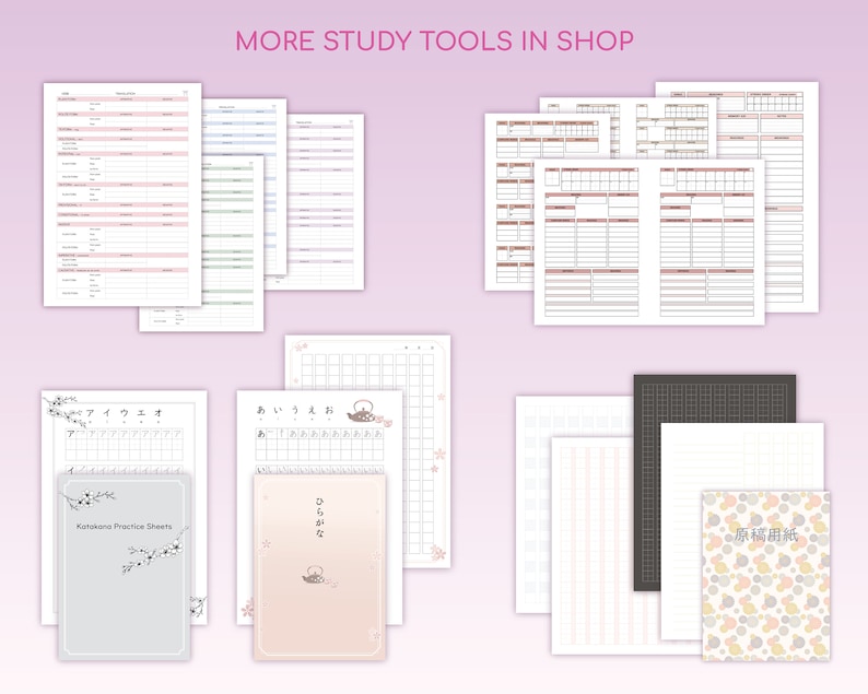 BUNDLE: Hiragana, Katakana Practice Sheets Writing Paper. Printable ...