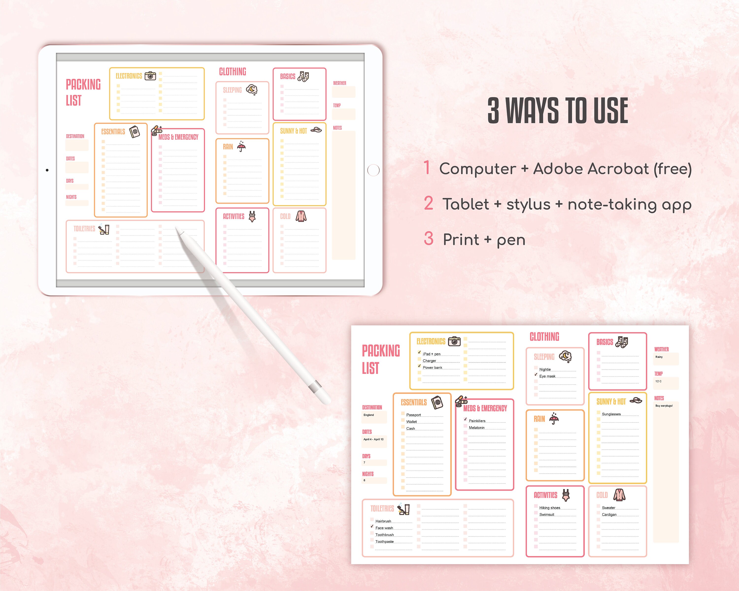 Fillable Travel Packing List Template: Your Companion for Organized ...