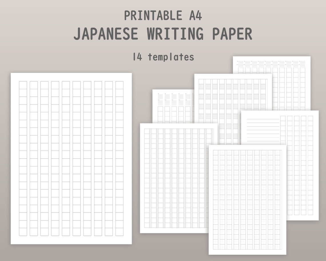 A4 Genkouyoushi Printable - Japanese Writing Paper Template - Kanji ...