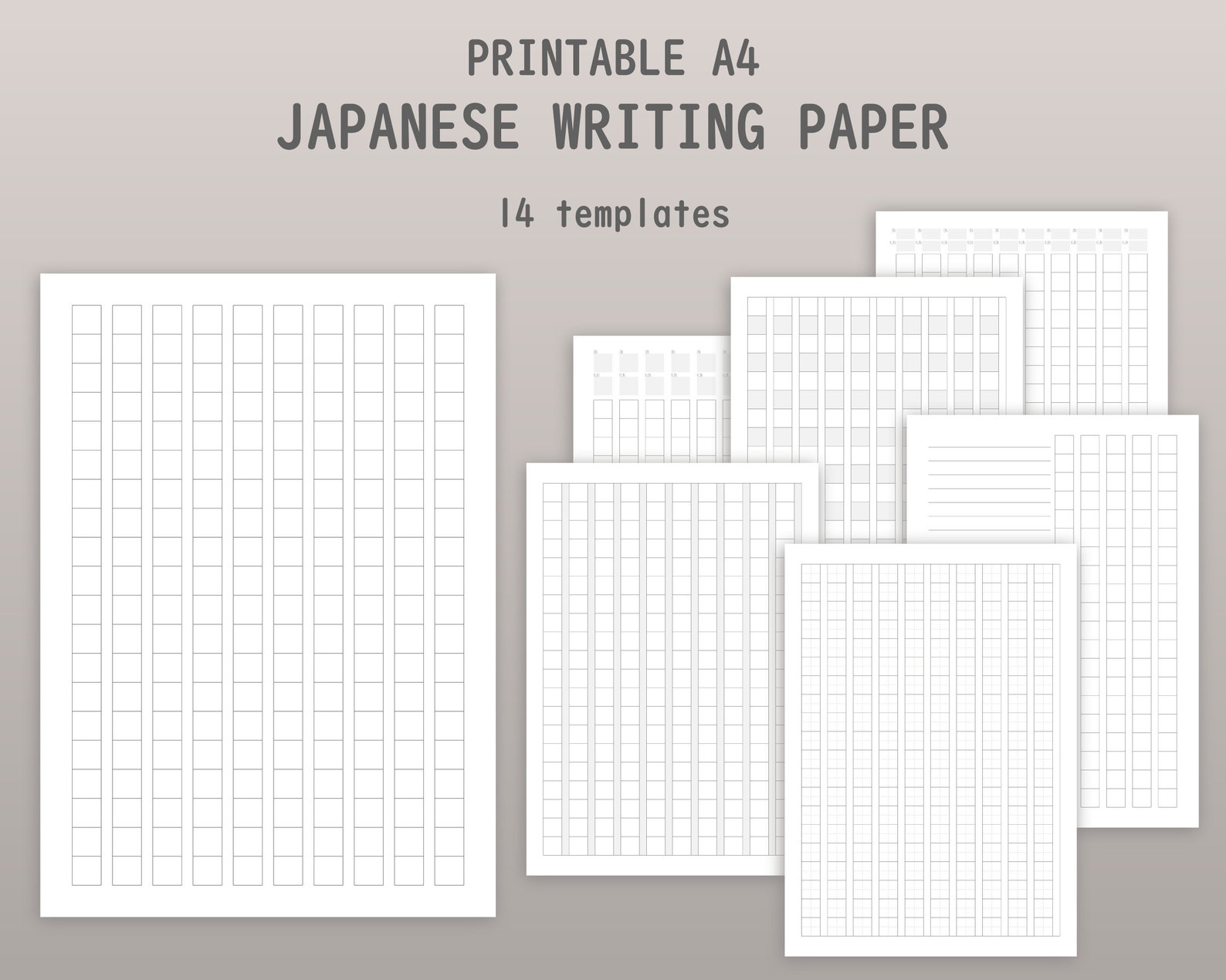 A4 Genkouyoushi Printable - Japanese Writing Paper Template - Kanji ...