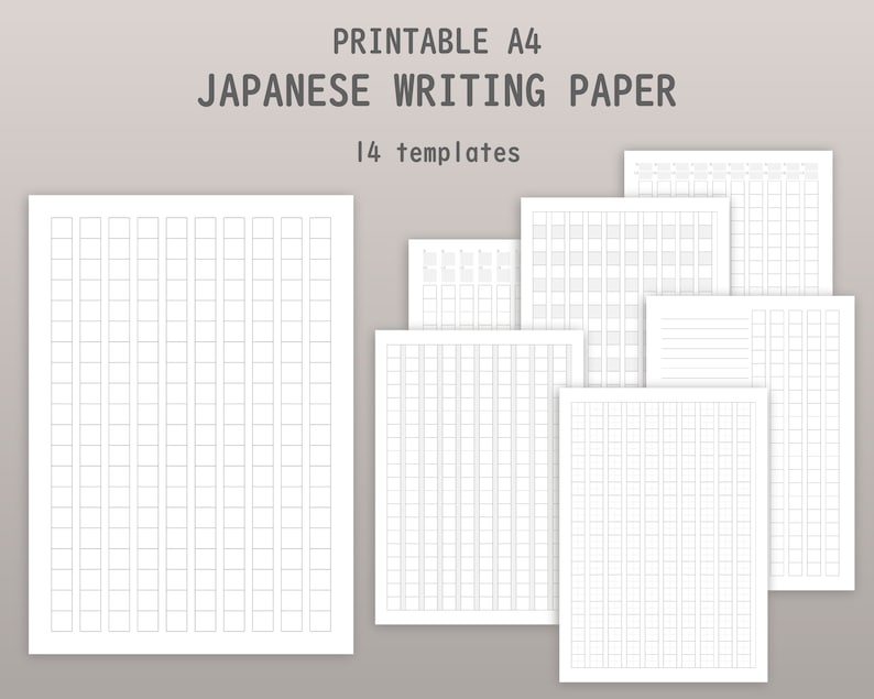 A4 Genkouyoushi Printable - Japanese Writing Paper Template - Kanji ...