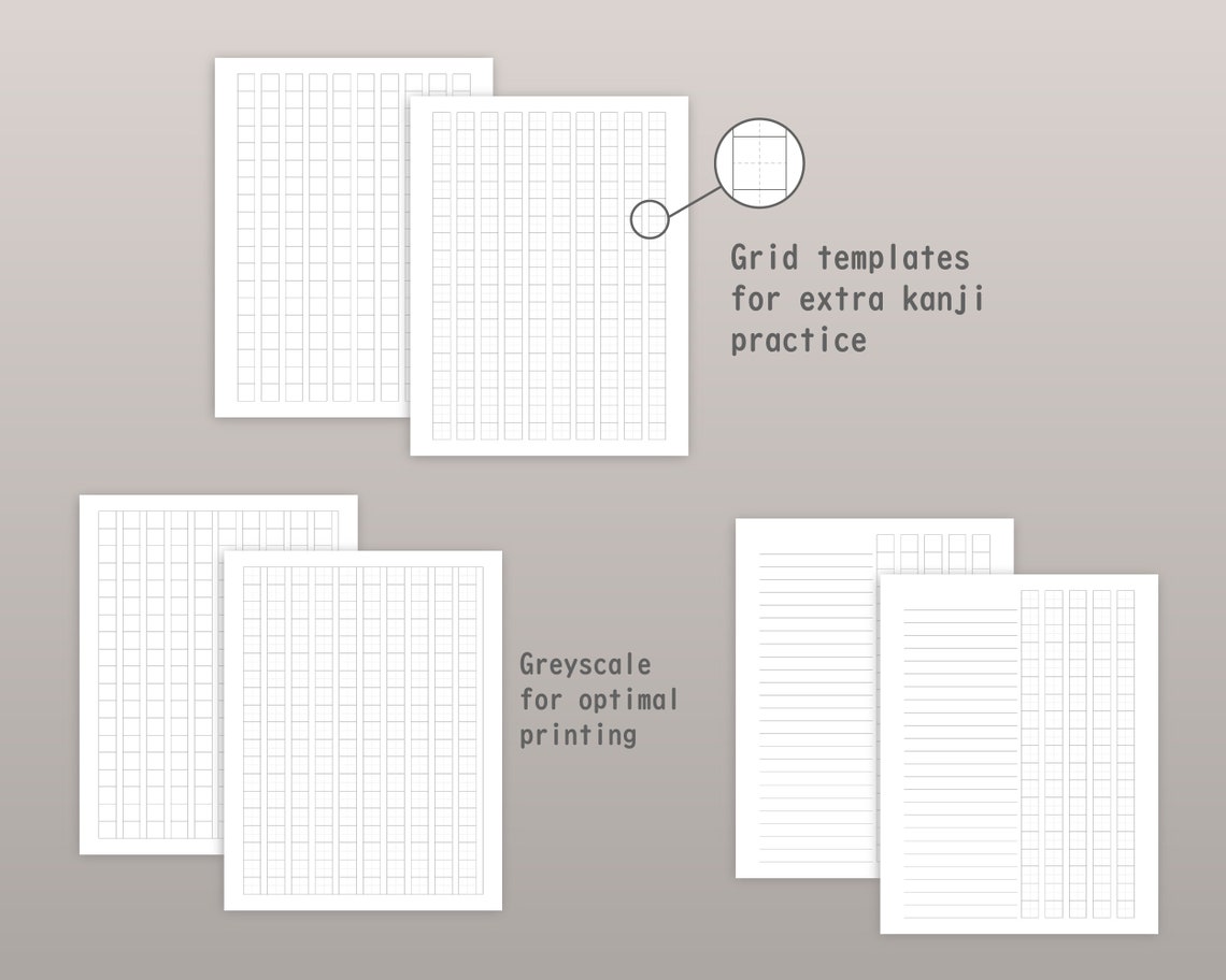 LETTER Genkouyoushi Printable - Japanese Writing Paper Template - Kanji ...