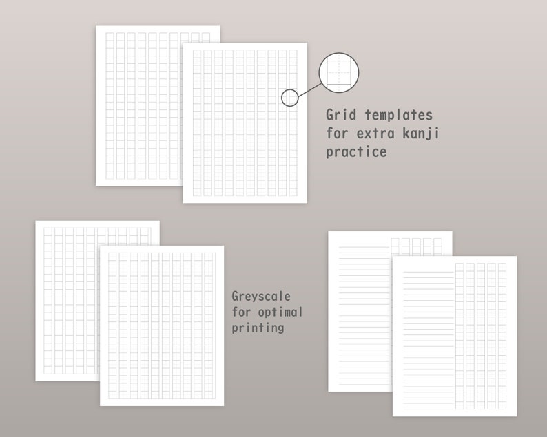 LETTER Genkouyoushi Printable - Japanese Writing Paper Template - Kanji ...