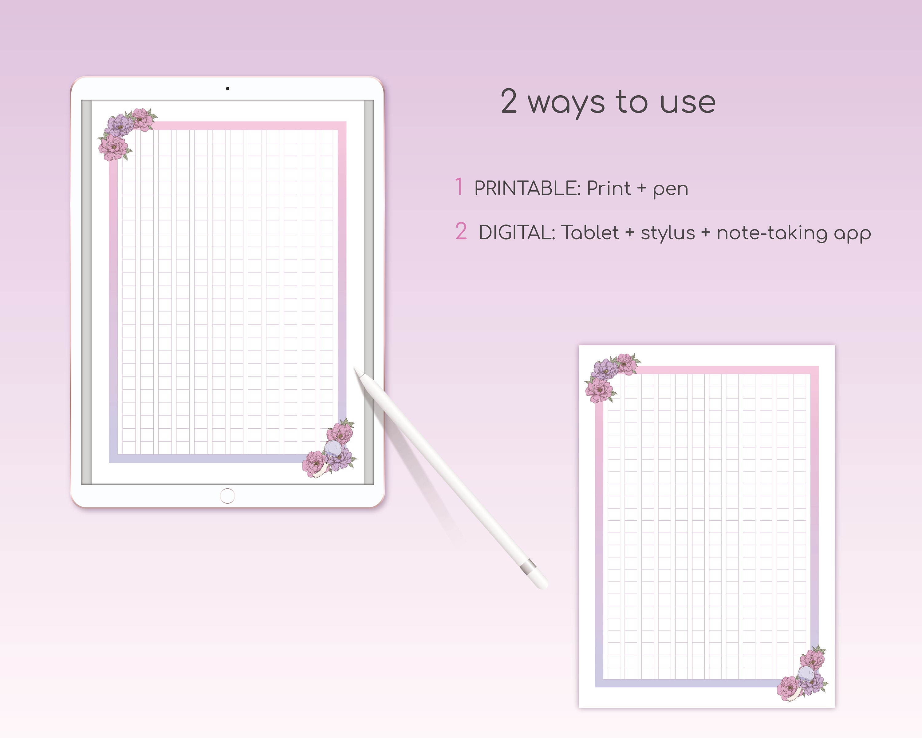 Printable Japanese Writing Paper Set - Practice Kanji, Hiragana ...