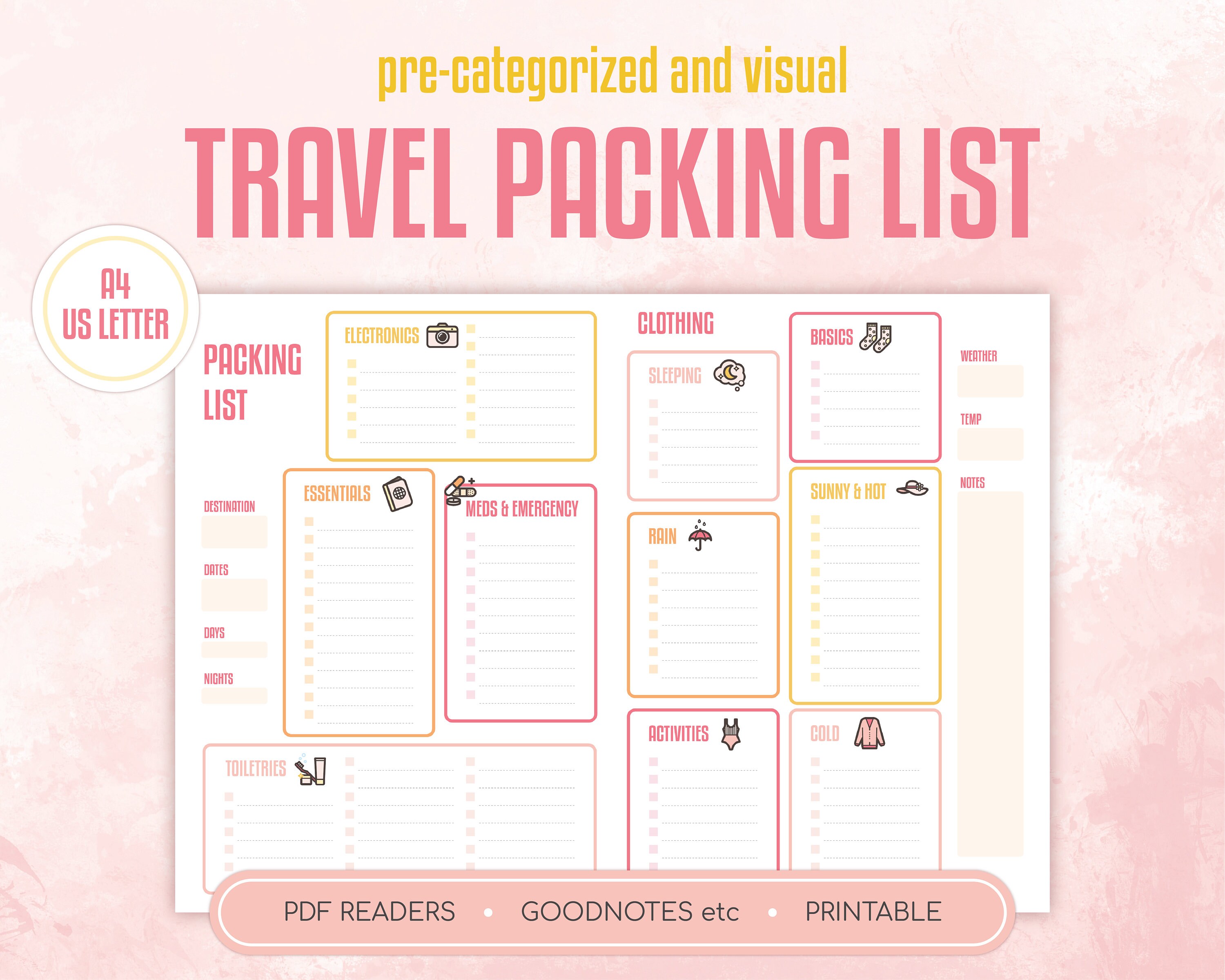 Fillable Travel Packing List Template: Your Companion for Organized ...