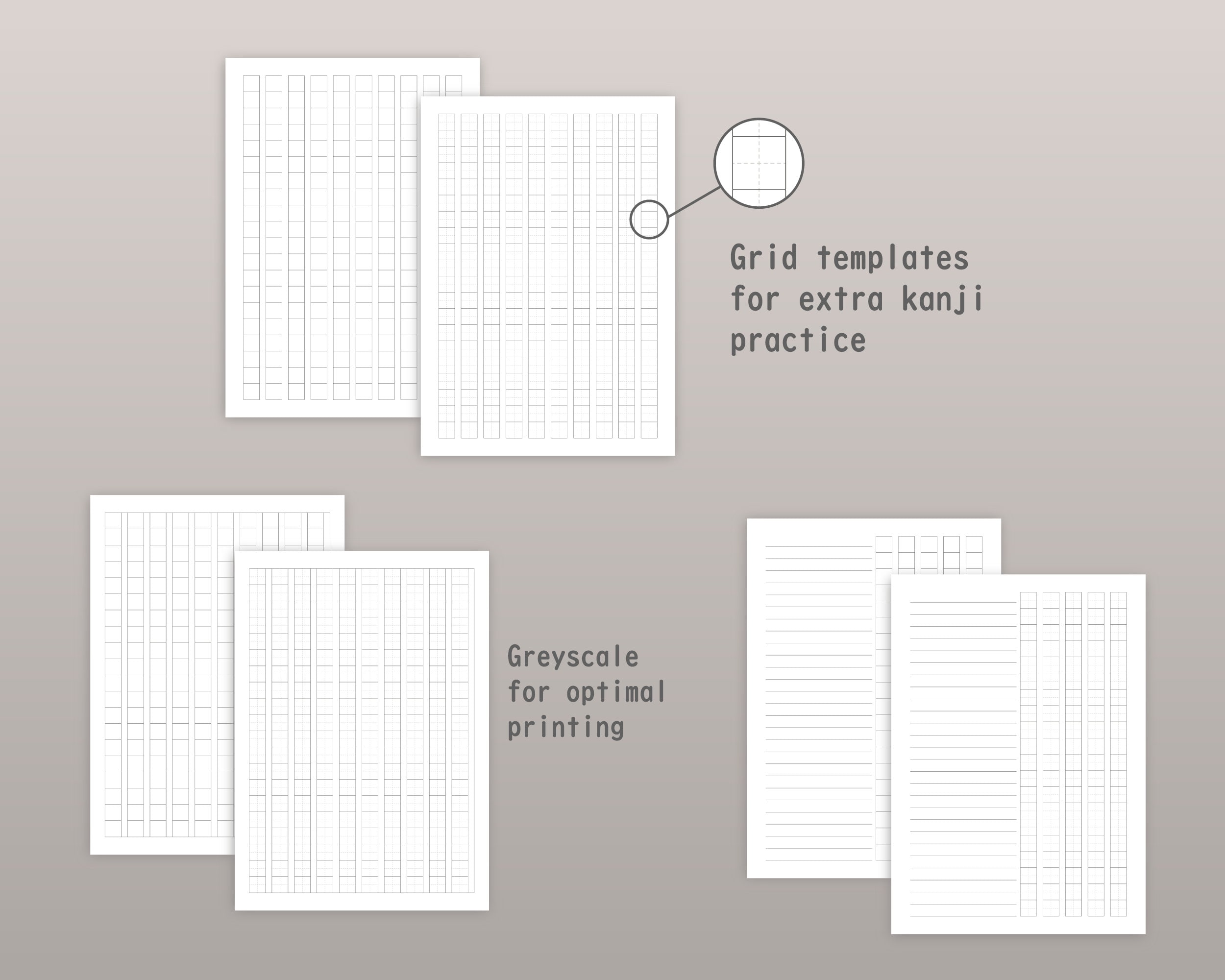 A4 Genkouyoushi Printable - Japanese Writing Paper Template - Kanji ...