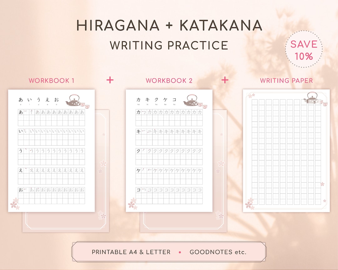 Hiragana Katakana Practice Sheets: Japanese Writing Workbook (digital ...