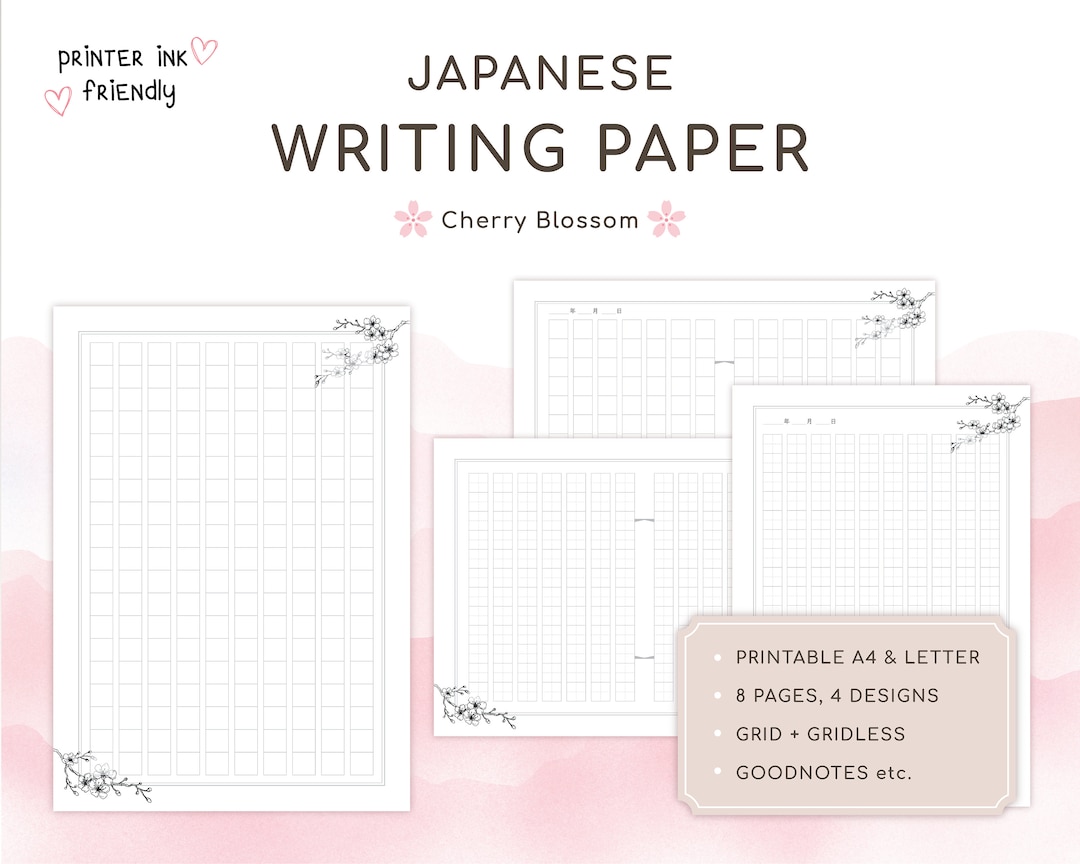Printable Japanese Writing Paper Set - Practice Kanji, Hiragana ...