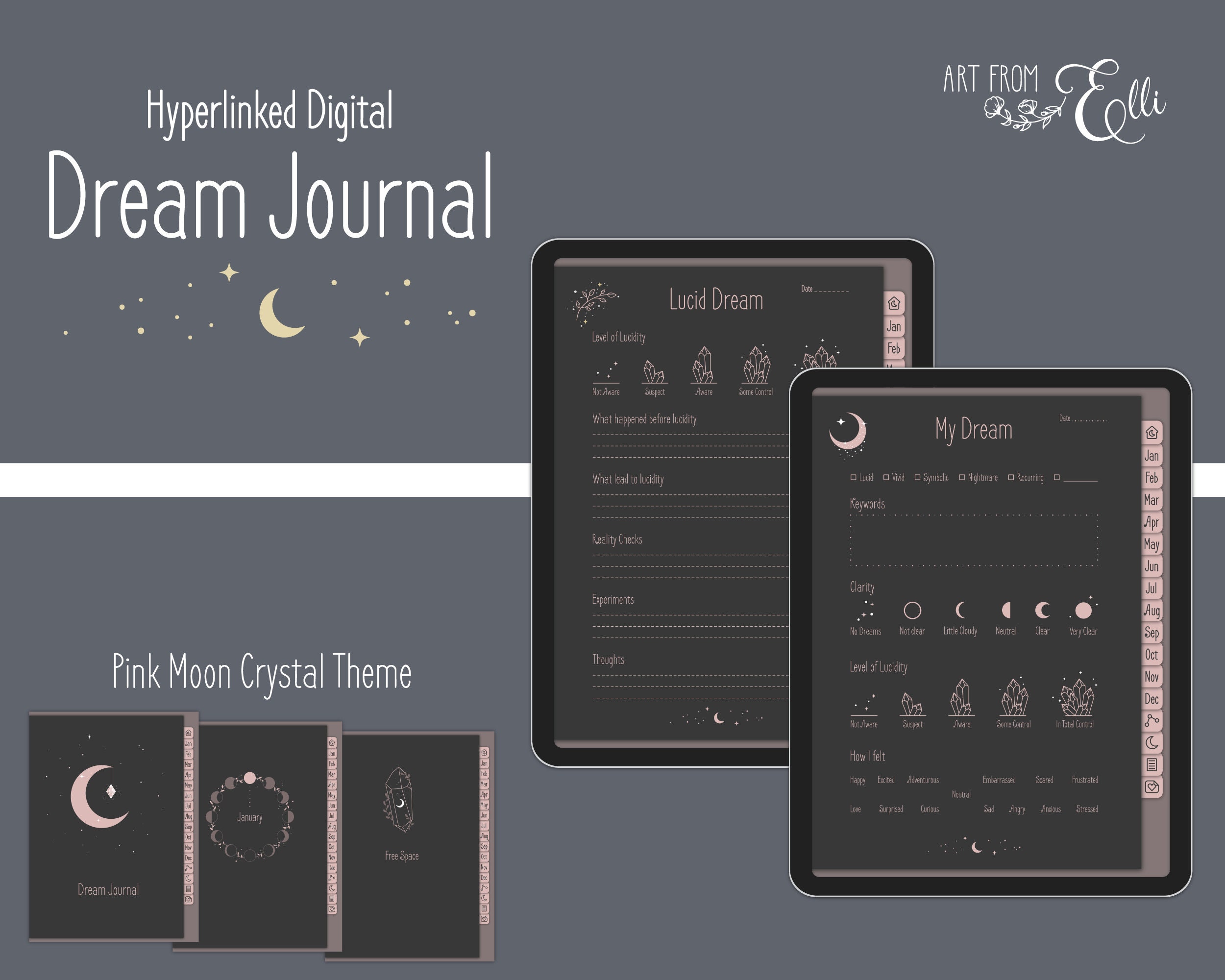 Digital Dream Journal for Goodnotes, Notability Etc. - Hyperlinked ...