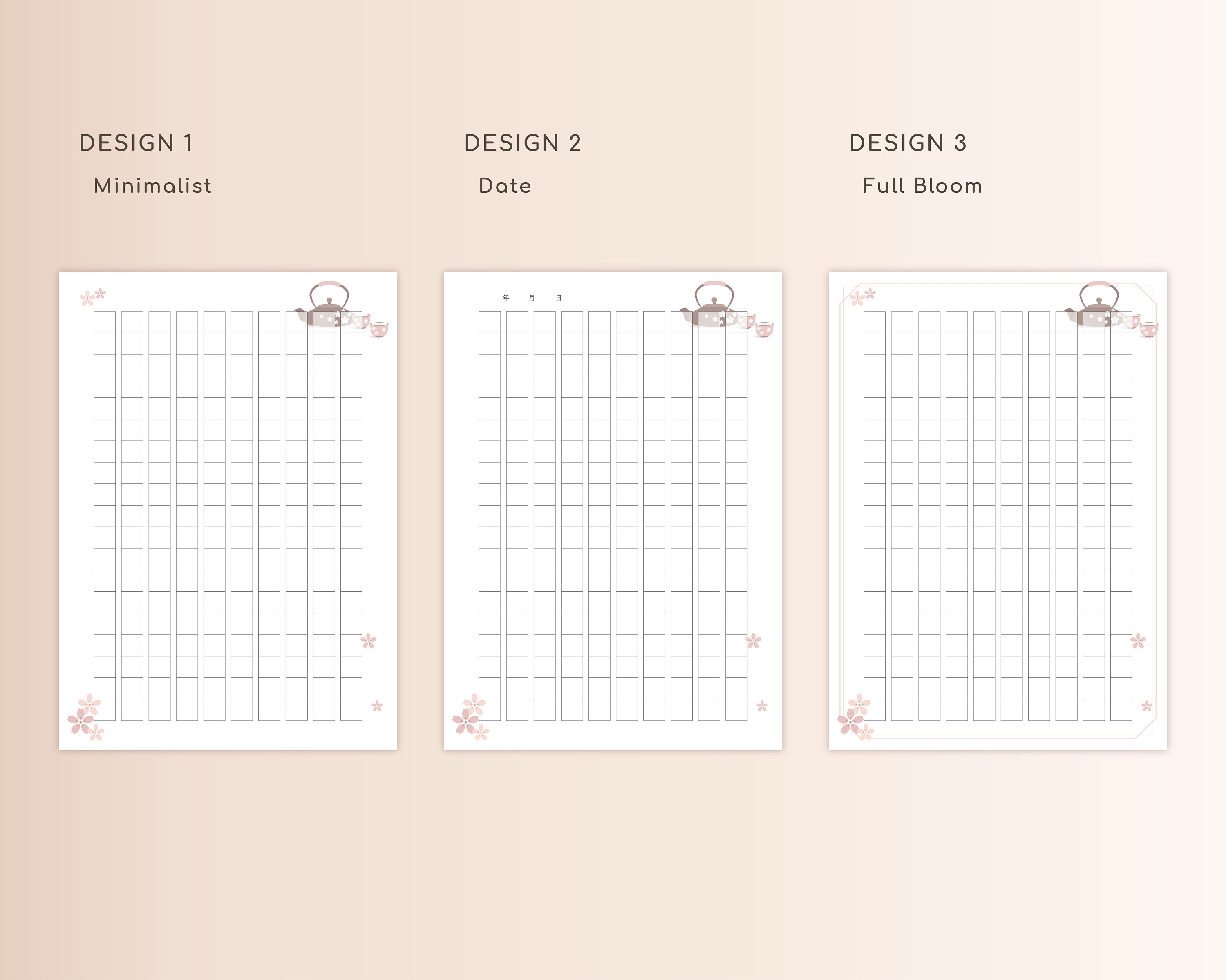 Japanese Writing Paper Printable Set - Practice Kanji, Hiragana ...