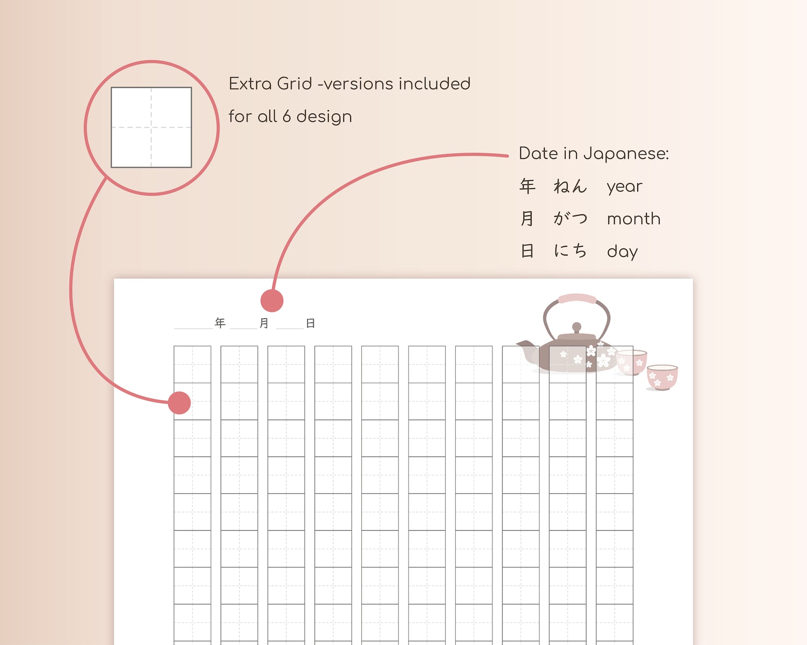 Japanese Writing Paper Printable Set - Practice Kanji, Hiragana ...