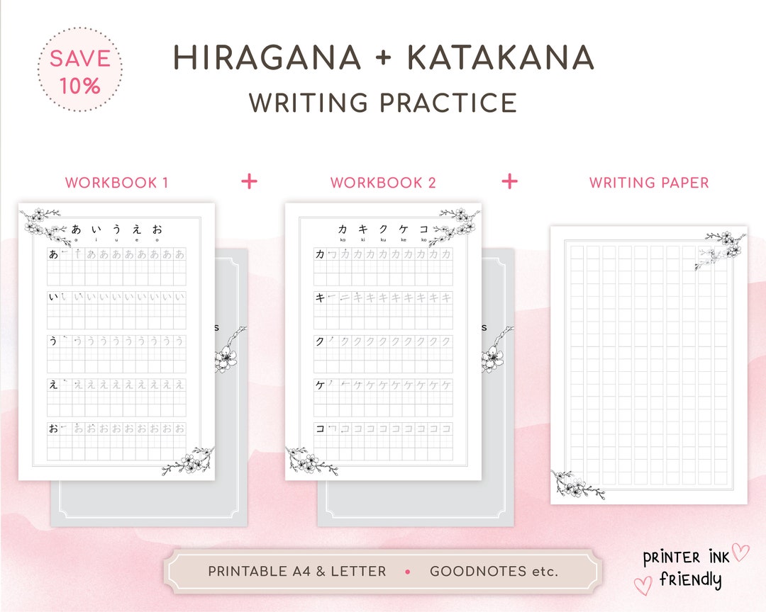 BUNDLE Hiragana, Katakana Practice Sheets Writing Paper. Printable ...