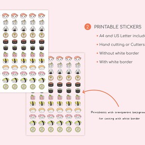 Kawaii Sushi Stickers | Digital and Printable Sticker Set for Planners ...