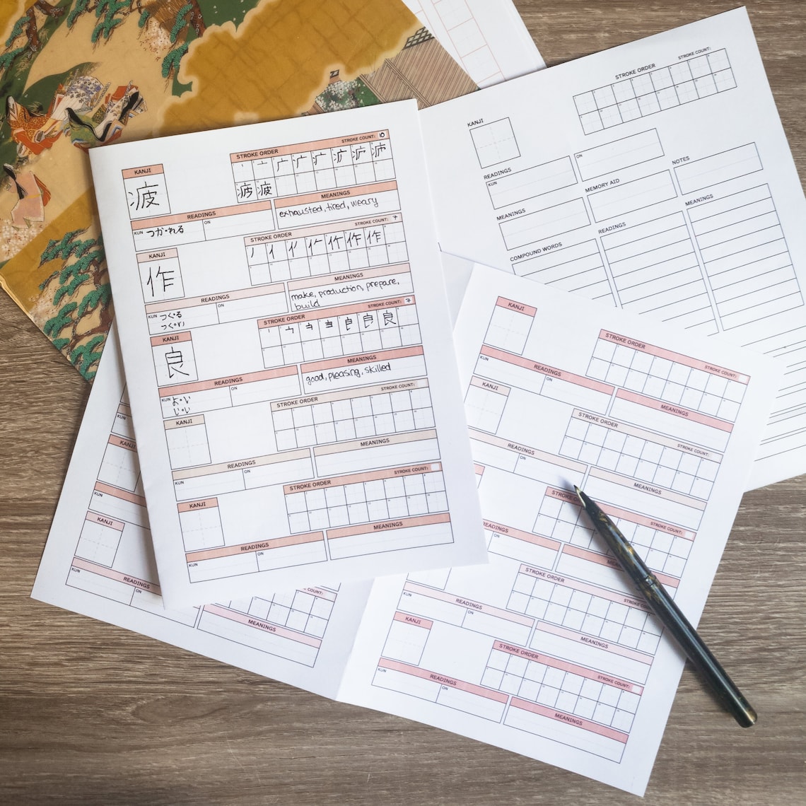 Kanji Practice Worksheets: Japanese Writing Templates, GRAYSCALE ...