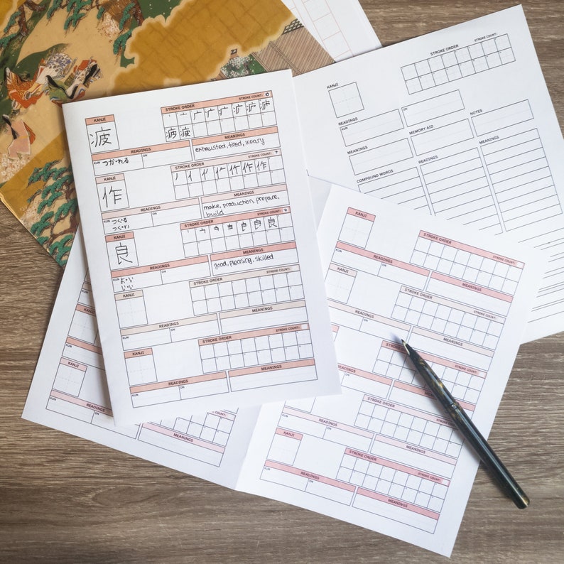 Kanji Practice Worksheets: Japanese Writing Templates, GRAYSCALE ...