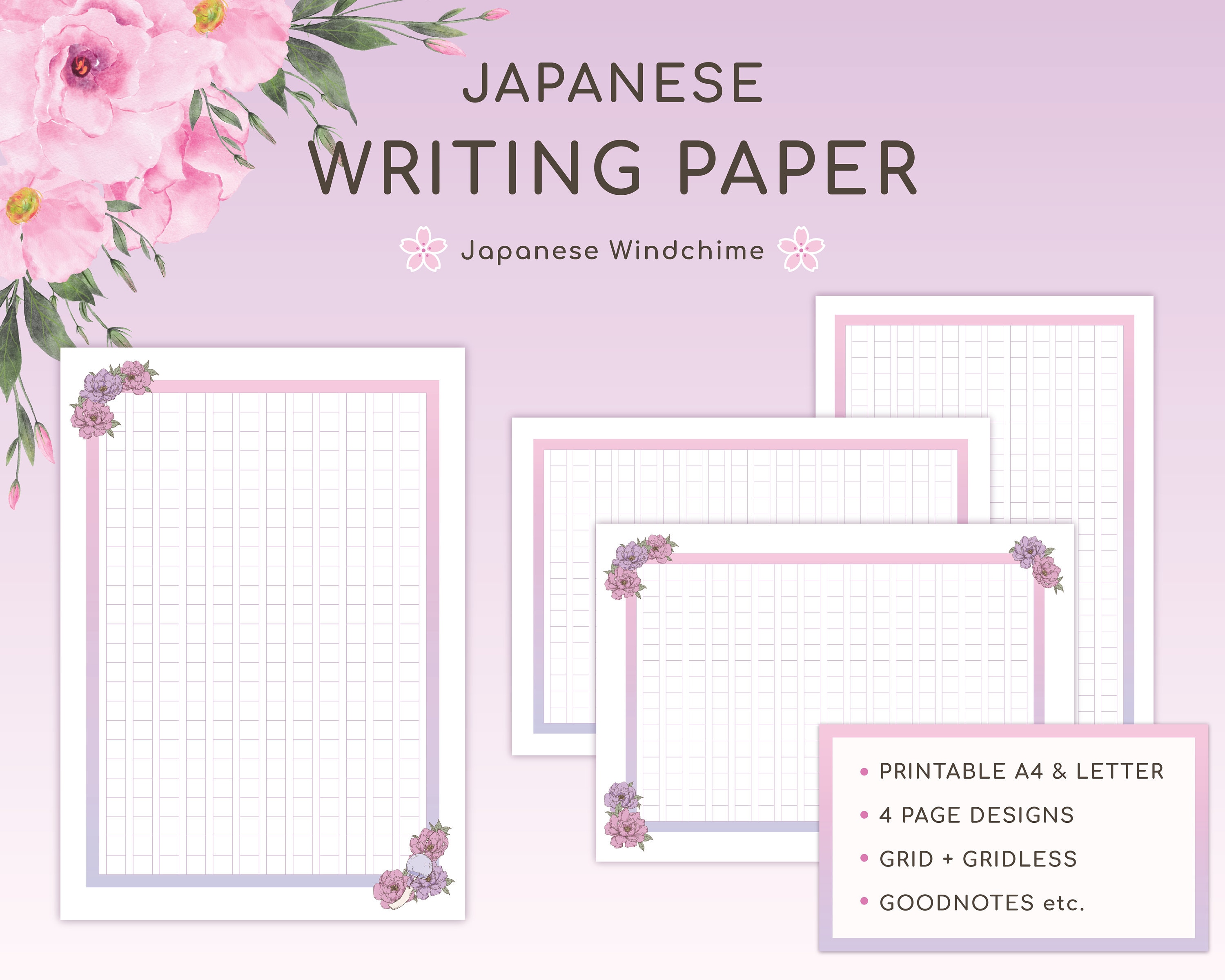 Printable Japanese Writing Paper Set - Practice Kanji, Hiragana ...