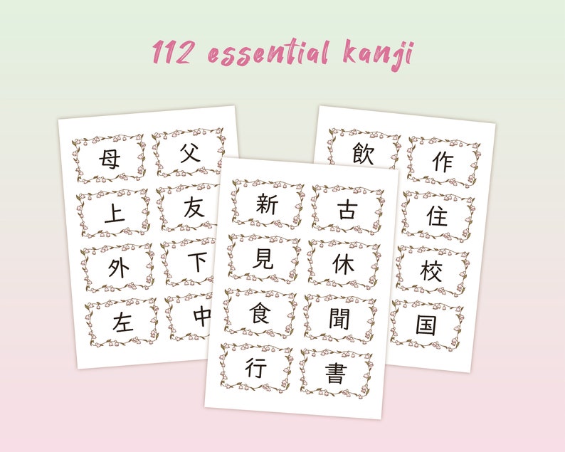 JLPT N5 Kanji Flashcards: Study Aids for Japanese (printable) - Etsy
