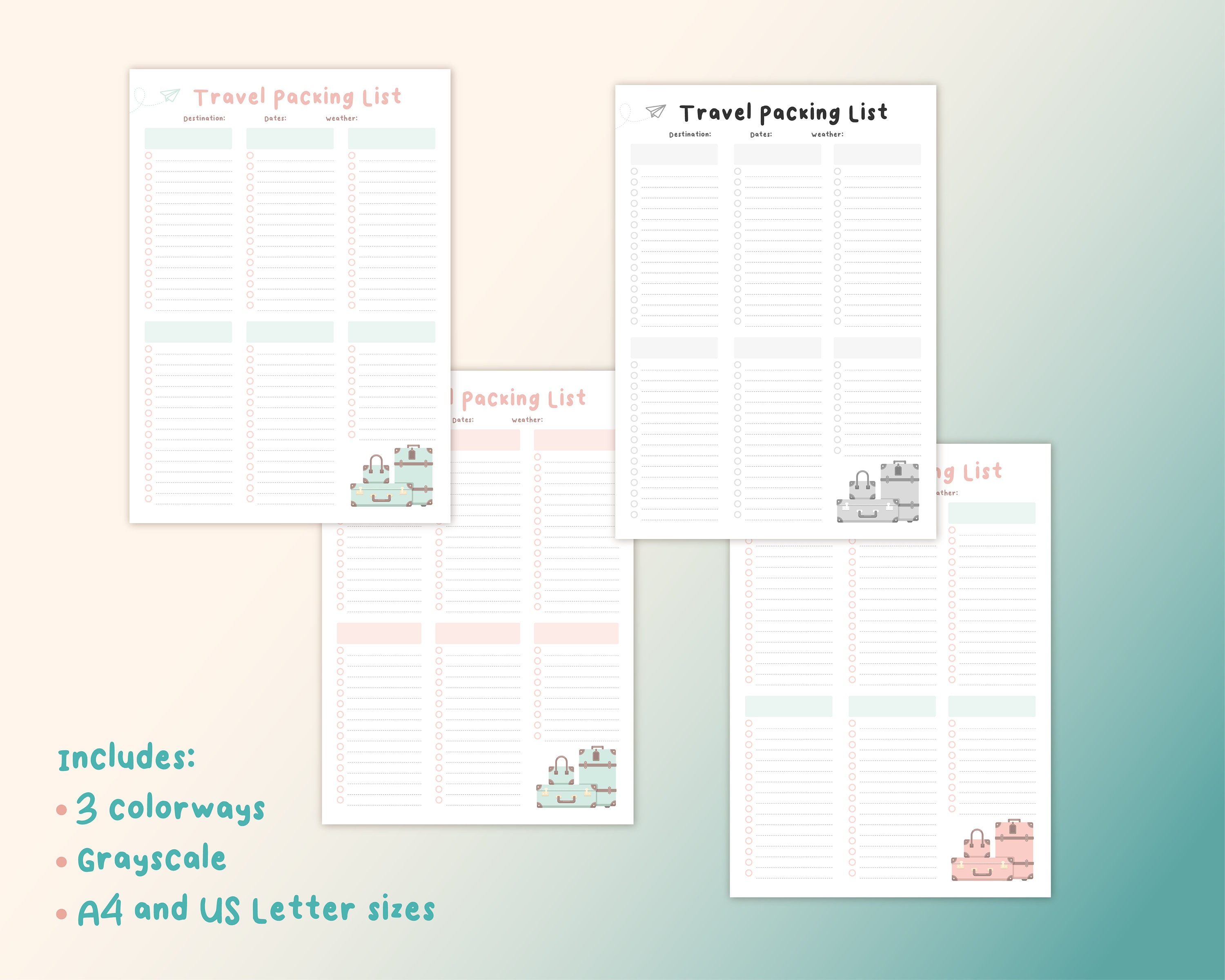 Blank Travel Packing List - Fillable & Printable PDF - Compatible With ...