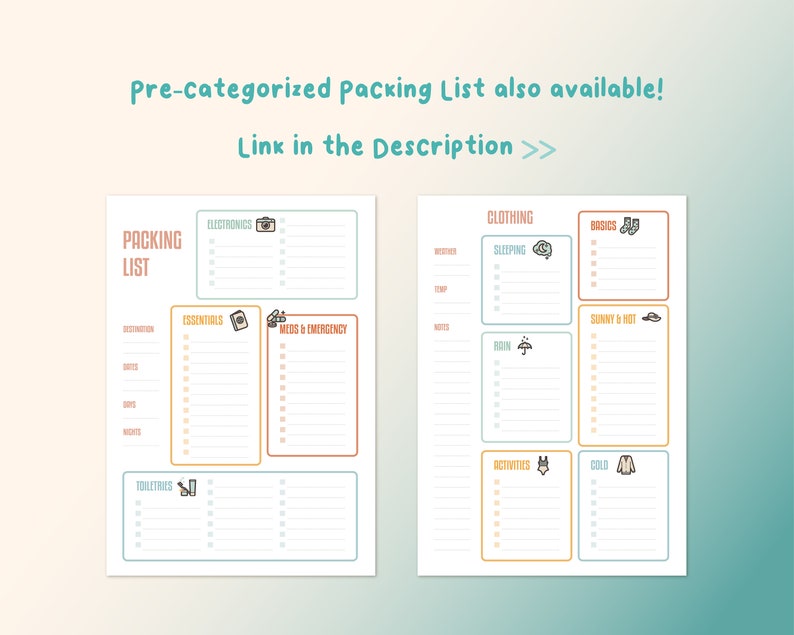 Blank Travel Packing List - Fillable & Printable PDF - Compatible With ...
