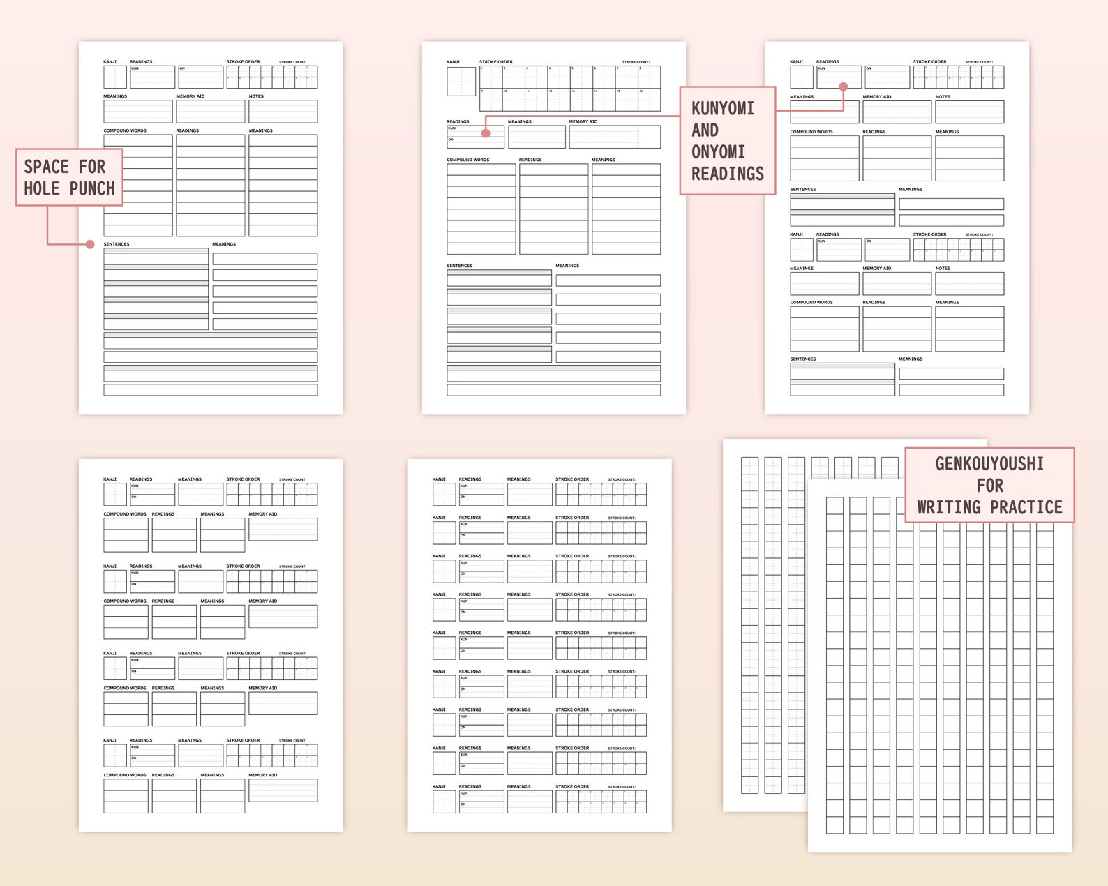 Kanji Worksheets and Writing Paper - Templates for Japanese Study ...