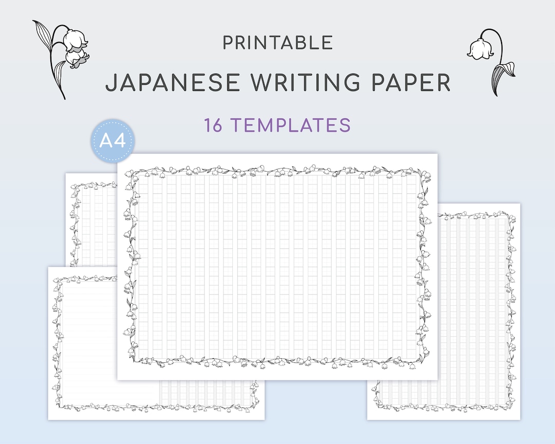 Printable A4 Genkouyoushi With Lily of the Valley Design - 16 Templates ...