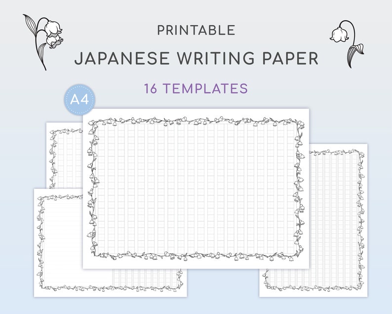Printable A4 Genkouyoushi With Lily of the Valley Design - 16 Templates ...