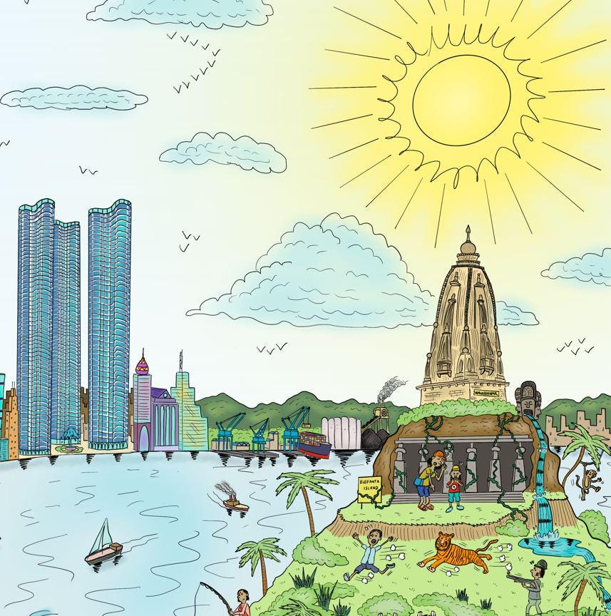 Mumbai Skyline Art (color) - Etsy