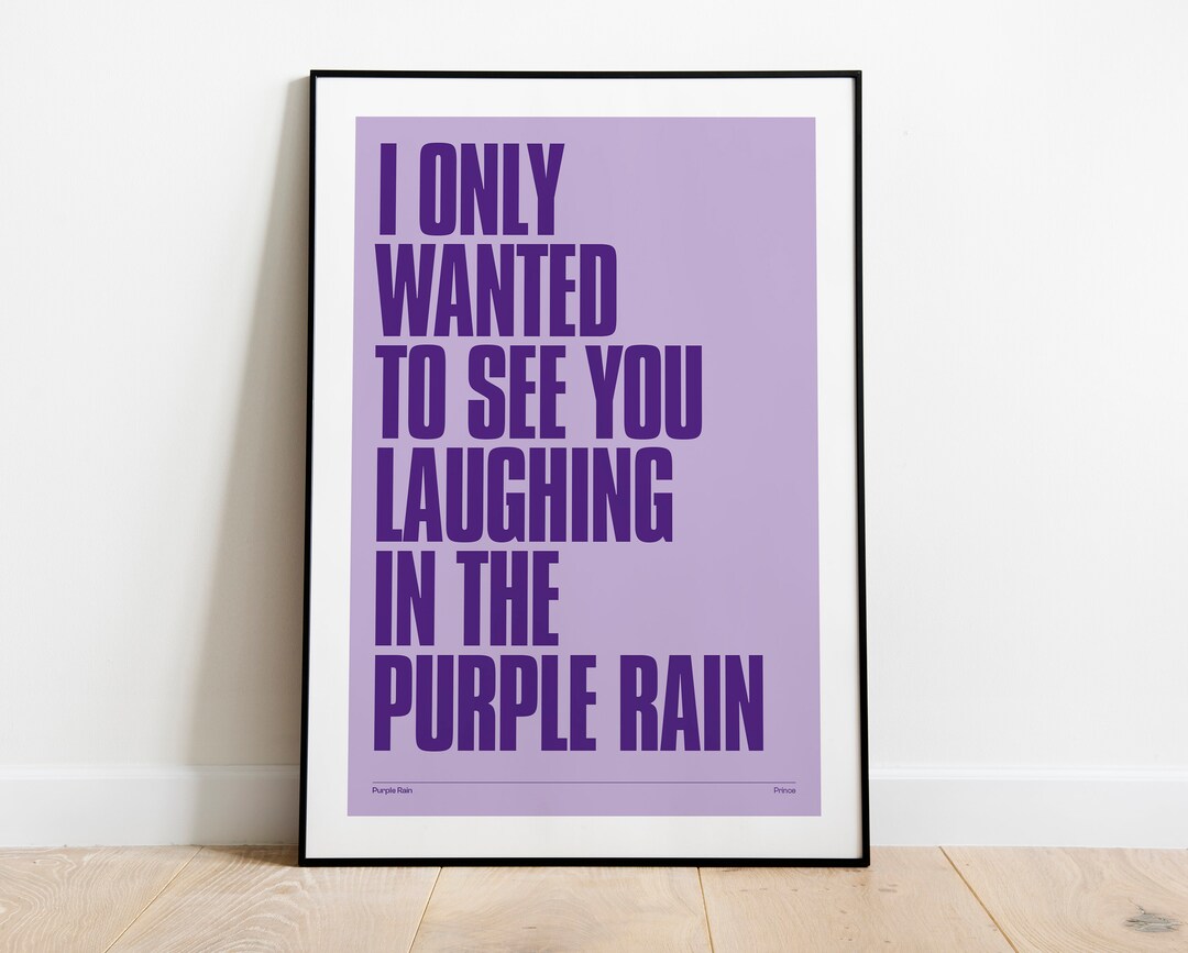 Prince Purple Rain Typographic Print DIGITAL DOWNLOAD Print Gig Poster ...