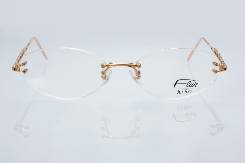 Flair Jet Set Vintage Eyeglasses, Gold, Rimless Optical Frame, New Old ...
